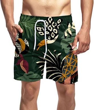 Generic Short de plage d&eacute;t&eacute; pour homme - Imprim&eacute; - Short de plage d&eacute;contract&eacute; et ample - Avec poche - Short d&eacute;t&eacute; frais - Pantalon de vacances respirant, vert 