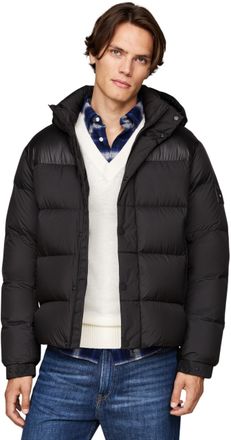 Tommy Hilfiger Herren Pufferjacke Mix Down Hooded Puffer Jacket mit Kapuze, Schwarz (Black), XXL