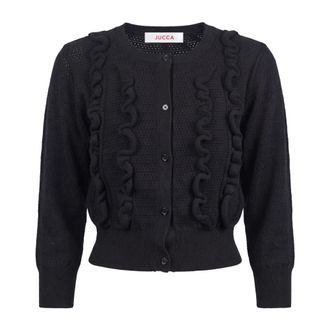 Jucca Femme, Pulls, Noir, Taille: 38 FR Gilet Tricot Volant&eacute;