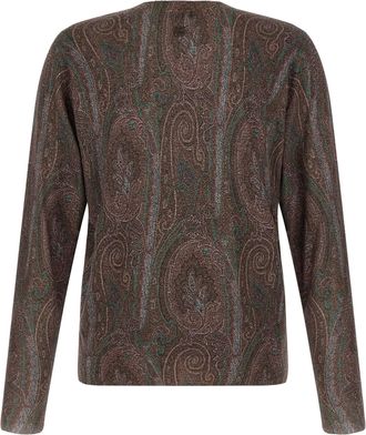 Etro Paisley-Stamped Silk-Cashmere Sweater - Brown