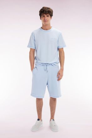 Eden Park Short En Molleton Coton Bleu Ciel Coupe D&eacute;contract&eacute;e