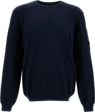 C.P. Company C.p. Company, Homme, Pulls, Bleu, Taille: XL Pull en coton c&ocirc;tel&eacute;