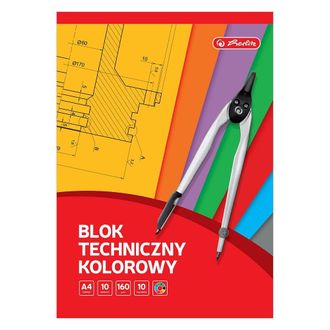 Herlitz Technischer Block A4, 10 Blatt Multicolor, 160 g/m&sup2; Papier Grammatur, Zeichnen, Skizzieren, Technischer Schneideblock, Block f&uuml;r Technische Arbeiten, 
