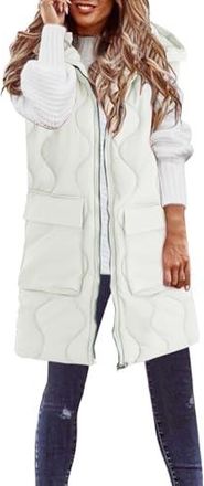 Generic 2026 Vestes pour femme Automne et Hiver Veste longue en duvet, blanc, L