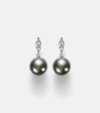 Mikimoto Ohrringe aus 18kt Weißgold mit Diamanten und Südseeperlen