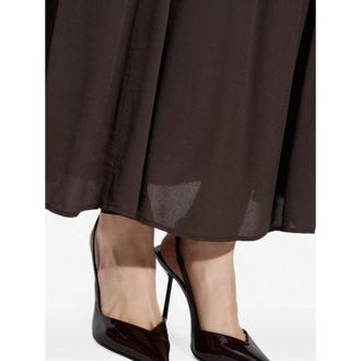 Le Silla Patent Calf Leather Slingback Heel - Brown