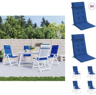 vidaXL Hochlehner-Auflagen 4 Stk. K&ouml;nigsblau Oxford-Gewebe - Hochlehner Auflagen - Gartenstuhlkissen - Outdoor Kissen - Sitzkissen - Wasserabweisende Kissen