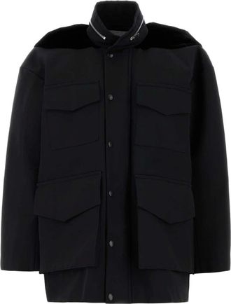 sacai Femme, Vestes, Noir, Taille: 38 FR Grosgrain Bonding x Velvet Blouson