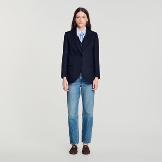 Sandro Veste de tailleur &agrave; rayures