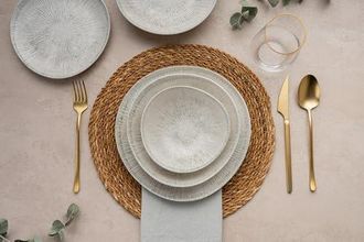 Hermia Elegant 24-Piece Dinner Set, 100% Porcelain | Includes Service Plates, Bowls, Dessert Plates | Dishwasher & Microwave Safe | Perfect for Any Occasion