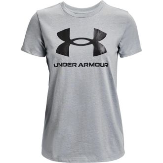 Under Armour Live Sportstyle Graphic Short-Sleeve Crew Neck T-Shirt Kurzarm Grau, L Damen, grau, Large