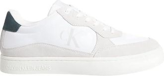Calvin Klein Baskets Cupsole Homme Classic Iconic Nylon Chaussures, Multicolore (Bright White/Green Palm), 41