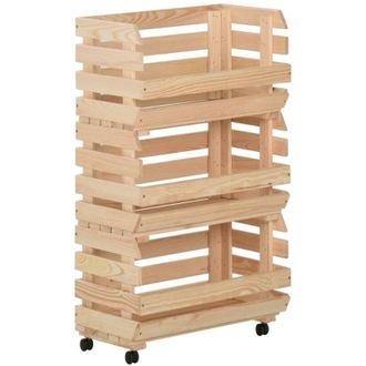 vidaXL Chariot &agrave; l&eacute;gumes 37x30x80 cm Bois de pin solide Vidaxl