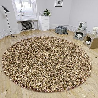 Hanse Home Shaq Hochflor Teppich Rund - Runder Wohnzimmerteppich, Langflor Shaggy Modernes Muster, Flauschig Weich für Wohnzimmer, Schlafzimmer, Jugendzimmer - C