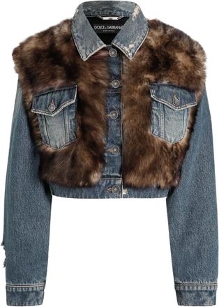 Dolce & Gabbana veste en jean à empiècement en fourrure - Marron