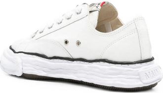 Miharayasuhiro Warped-Midsole Leather Sneaker - White