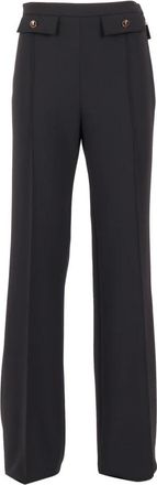 Elisabetta Franchi Femme, Pantalons, Noir, Taille: 46 FR Pantalons With Double Logoed Button