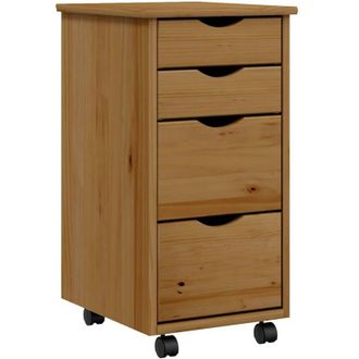 vidaXL Vidaxl - Armoire roulante avec tiroirs moss bois de pin marron miel