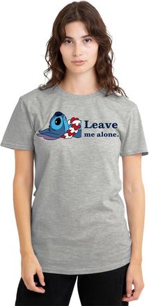 Lilo & Stitch Disney Womens Lilo Stitch Leave Me Alone Ladies, Athletic Heather T-Shirt, M