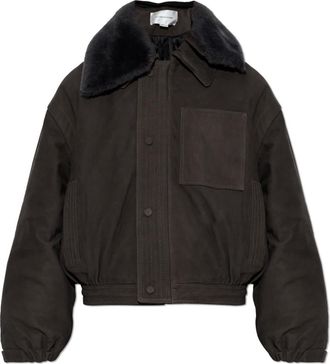 Victoria Beckham Femme, Vestes, Brun, Taille: 36 FR Veste en daim avec col en fourrure