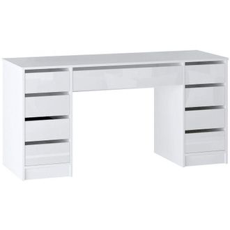 Vente-Unique Bureau avec 9 tiroirs - Blanc Brillant - JENEMI