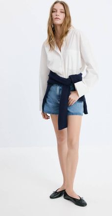 Mango Short en jean droit taille haute bleu moyen - Femme - 32 - MANGO