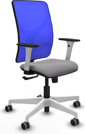 Piqueras y Crespo Stuhl aus Netzstoff mit wei&szlig;en und schwarzen Armlehnen, h&ouml;henverstellbare Lendenwirbelst&uuml;tze, ausgestattet mit 3 Positionen und Schneideschaum, Blau/G