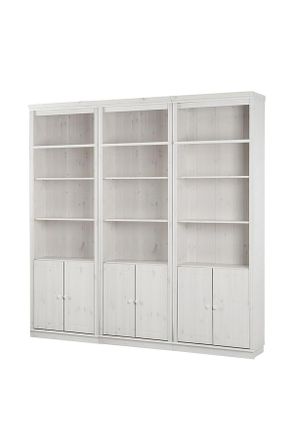 Livetastic B&uuml;cherwand Lillehammer, Wei&szlig;, Kiefer, Holz, Kiefer, massiv, 15 F&auml;cher, 223x222x34 cm, Wohnzimmer, Regale, B&uuml;cherregale