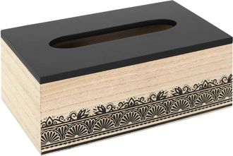 The Home Deco Factory HD2147, Mirage Tissue Box in Durable Wood, elegant and modern Design, ideal for Storage in Your Home, Easy to clean, Brown and Black, Standard Size