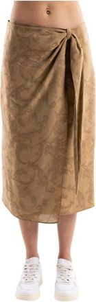 Marella Femme, Jupes, Beige, Taille: 36 FR Jupe Midi Portefeuille Brod&eacute;