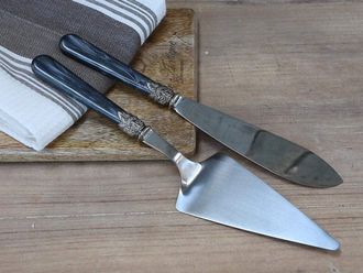 Chic Antique Tortenheber Kuchenmesser Dekor Perlmutt Look Vintage Nostalgie L 29cm Antik Kohle