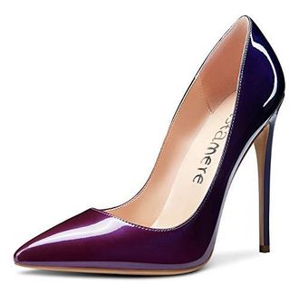 Castamere Escarpins Femme Mode Bout Pointu Aiguille Talon 12CM Heel Shoes Violet Bleu Vernis Chaussures EU 43