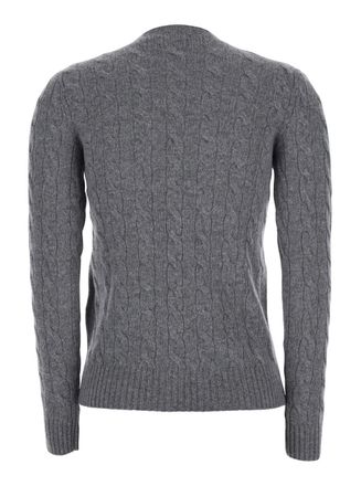 Polo Ralph Lauren Womens Crewneck Sweater With Pony Embroidery, Grey Wool Tops Top