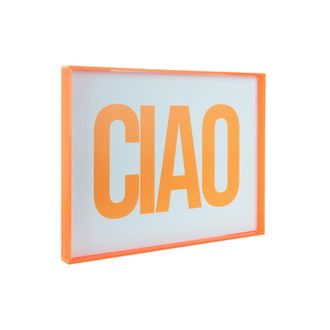 Present Time Wanddekoration Ciao Large - Orange - 3x41x31cm - Rechteck - Acryl - Wandkunst - Wanddeko für Wohnzimmer & Schlafzimmer
