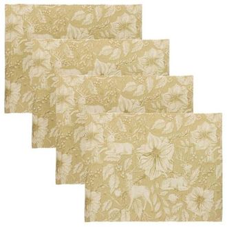 Riva Paoletti Gold Stag Tischsets - Waschbare Festliche Mit Blumenund Fruchtmotiv Satz Von 4 Schnelltrocknend Platzsets (Gold - 46x36cm)