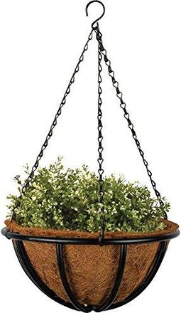 Esschert Design Hanging Basket mit Metallgestell, Ø 30 cm, mit Kokoseinlage, Höhe 13 cm, mit Aufhängekette