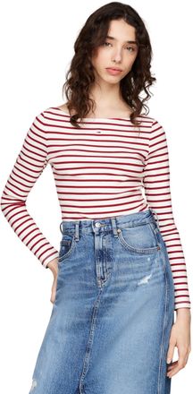 Tommy Jeans Damen TJW BRETON STRIPE LS DW0DW19817, Red (Regatta Red / Multi), XS