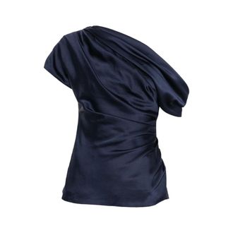 SIMKHAI One-Shoulder Draped Satin Top - - Blouses & Shirts - Damen - Blau - 2XS