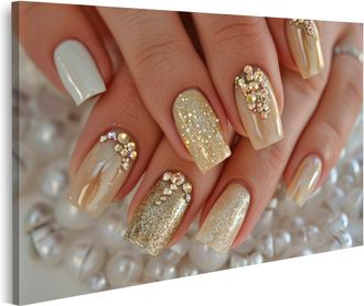 Islandburner Bild auf Leinwand Perlen und Glitzer Nageldesign für Schlafzimmer Frauen Nagelstudio Bilder Wandbilder Poster