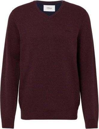 s.Oliver V-Ausschnitt-Pullover Pullover (1-tlg) V-Ausschnitt, langarm, Logo-Stickerei