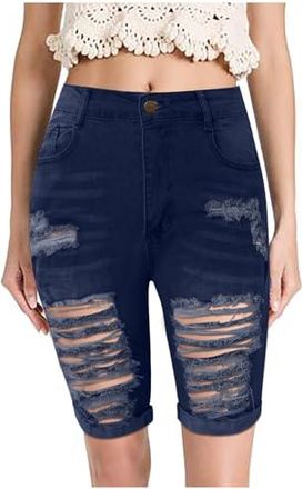 Generic Short Femme Jean Bermuda Femme &Eacute;te Casual Baggy Pantalon Court Bermuda Mode Randonn&eacute;e Pantalon Court Jeans Shorts