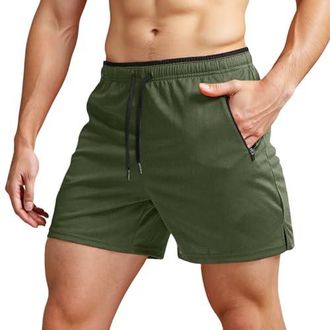 Generic Short de course pour homme avec poches zipp&eacute;es, pour gym, entra&icirc;nement sportif, 12,7 cm, Vert arm&eacute;e., XXL