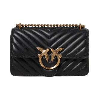 Pinko Pinko - Sac &agrave; bandouli&egrave;re matelass&eacute; en cuir avec fermoir en forme doiseau - Femme - Sacs - Noir - Taille: ONE Size