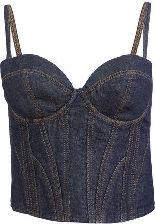 Fleur du Mal Bustier-Oberteil aus Denim - Blau