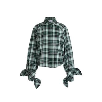 Patou Bow-sleeve Check Shirt