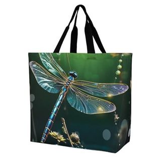 Generic Libellules Vert Sac Courses Grand Sacs L&eacute;ger Sac Cabas Pour Gym Plage Quotidienne