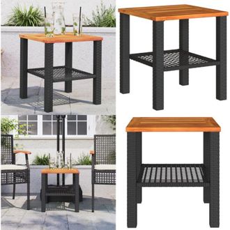 vidaXL Vidaxl - Table de jardin noir 40x40x42 cm r&eacute;sine tress&eacute;e et bois acacia - Table De Jardin - Mobilier De Jardin - Table Ext&eacute;rieure - Table Patio