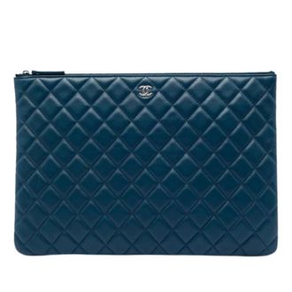 Chanel Pre-owned Vintage Quilted Lambskin Clutch - - Pre-owned - Damen - Blau - ONE SIZE