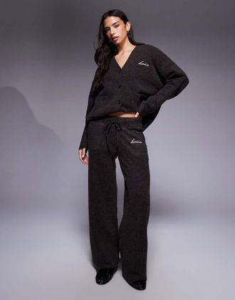 KAIIA Pantalon densemble ample en maille avec broderie logo - Marron-Brown