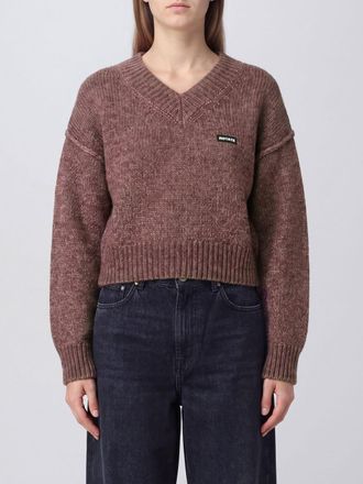 Rotate Pull &agrave; col en V en laine m&eacute;rinos avec logo appliqu&eacute;